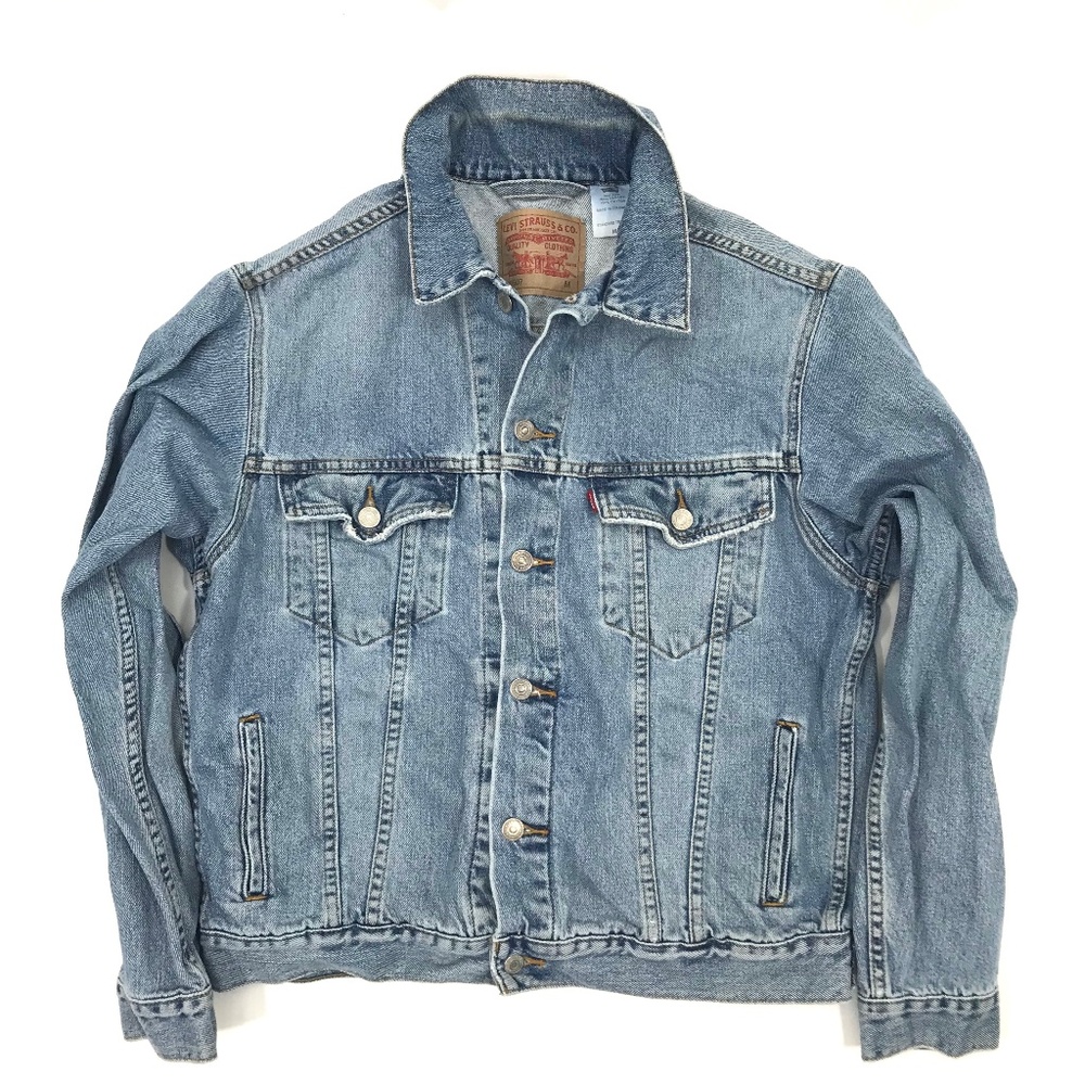 Levis Distressed Blue Jean Denim Trucker Jacket - Gem